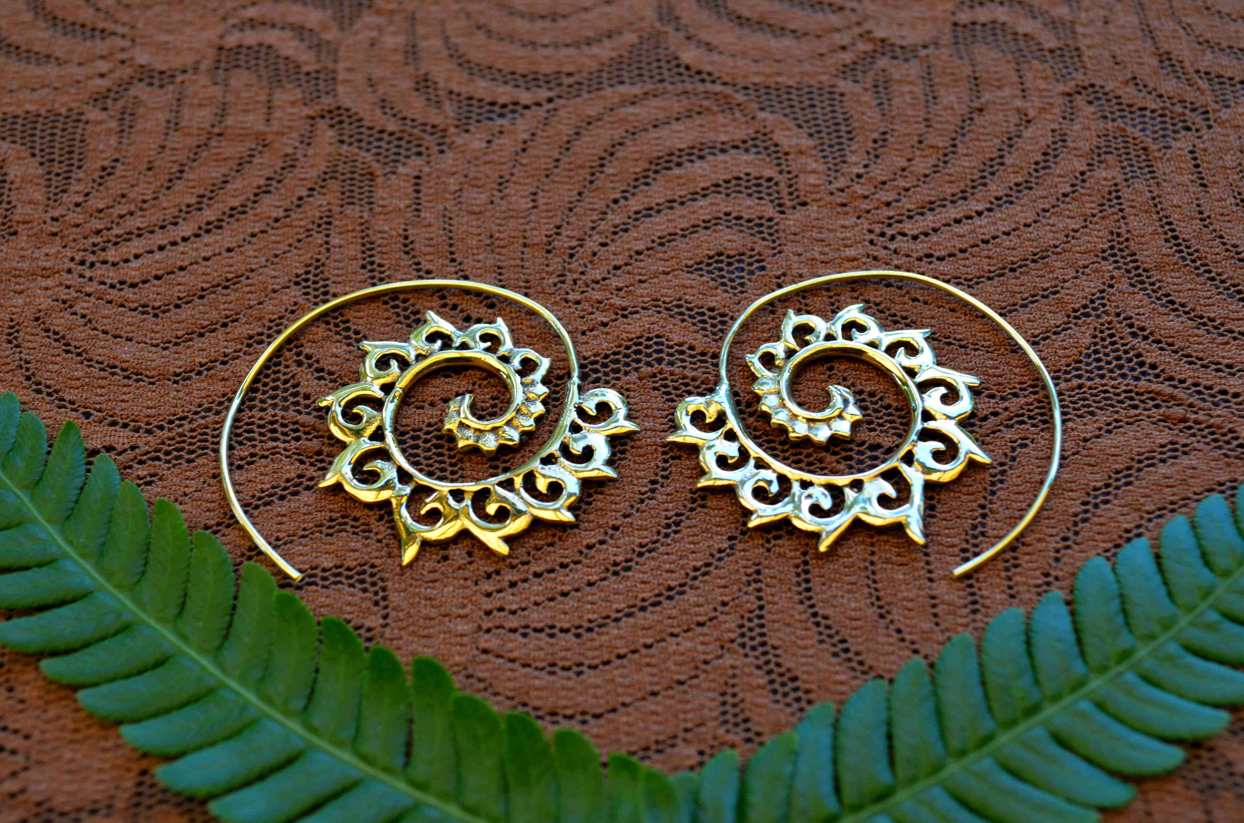 Phoenix Spiral Brass Earrings - Festival Earrings - Bohemian Jewelry ...